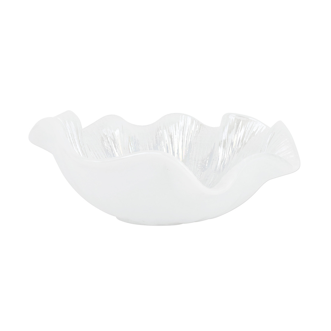 NEW! Onda Glass White Ruffled Round Bowl
