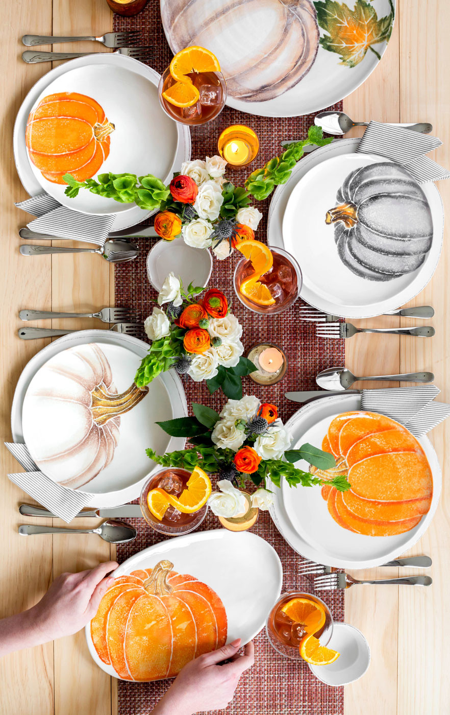 Vietri Pumpkins Small Oval Platter with Pumpkin