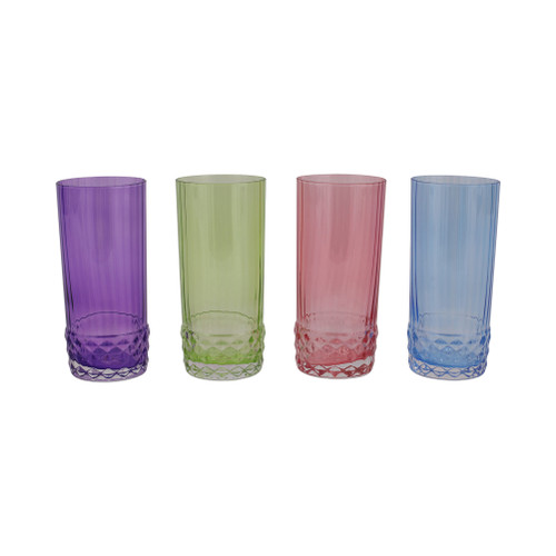 Deco Glass Assorted Tall Tumblers Set/4