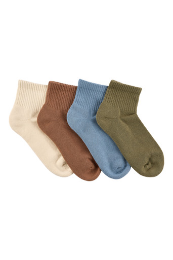 Men's Combed Cotton Quarter Crew Cushioned Sole Socks - 4 Pack - Earth ...