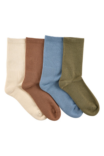 Men's Combed Cotton Full Crew Cushioned Sole Socks- 4 Pack - Earth & Sky