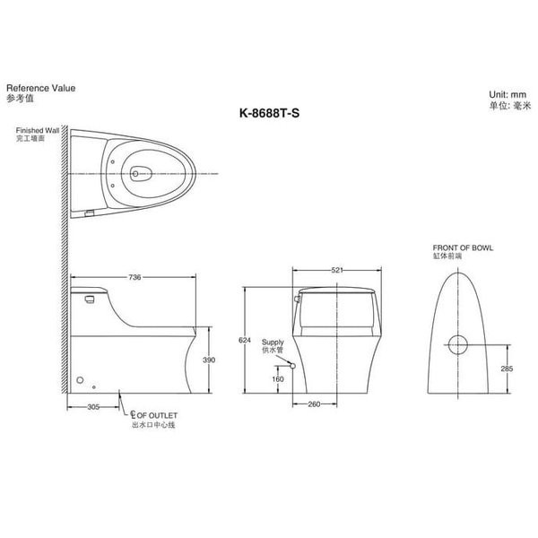 KOHLER SAN RAPHAEL GRANDE SKIRTED CLASS FIVE 1PC TLT 305 8688T-S-0 ...