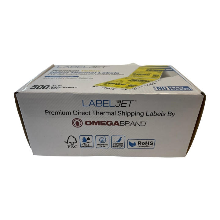 LabelJet DT 4" x 6" Labels | Yellow Direct Thermal Labels