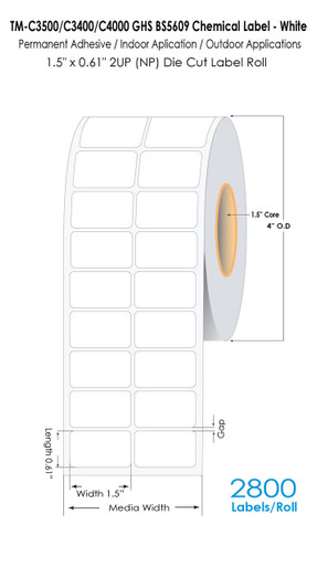 MediaJET CW-C4000 Chemical Label | 1.5" x 0.61" NP Labels