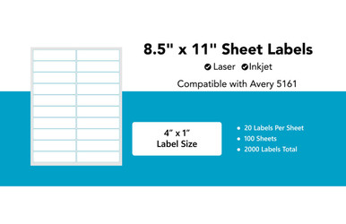 Avery 5161 Compatible Laser/Inkjet Sheet Labels 4" x 1"