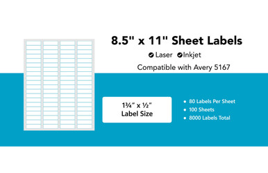 Avery 5167 Compatible Laser/Inkjet Sheet Labels - 1.75"x0.5"