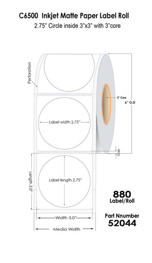 C6500 2.75" Circle 1UP Matte Paper Labels | OmegaBrand