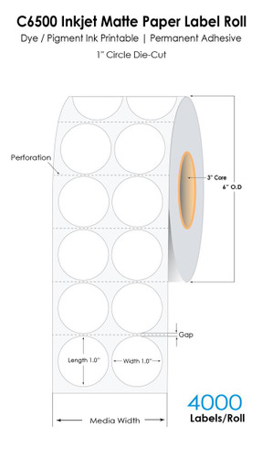 C6500 1" Circle 2UP Matte Paper Labels | OmegaBrand