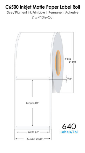C6500 2" x 4" MP 1UP Matte Paper Labels | OmegaBrand