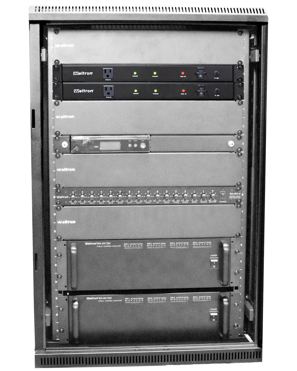 Weltron - 9 Outlet Rack Mountable Surge Protector with 15ft Cord