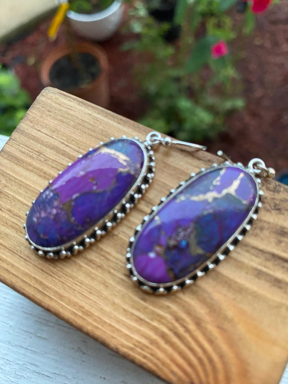 Purple Gemstone Earrings- Copper Turquoise