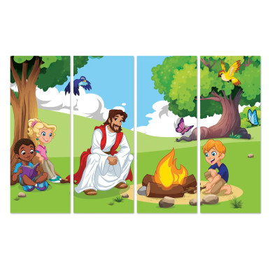 Banner Collage Jesus Camping With Children