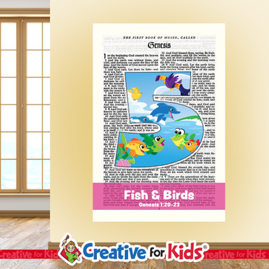 Creation Fish And Birds Day Five Scripture Page Wall Decal