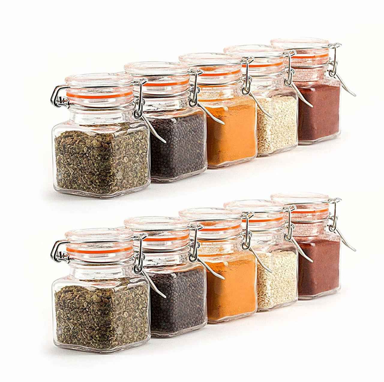 25 Pcs Glass Spice Jars- Square Glass Containers With Square Empty Jars ...