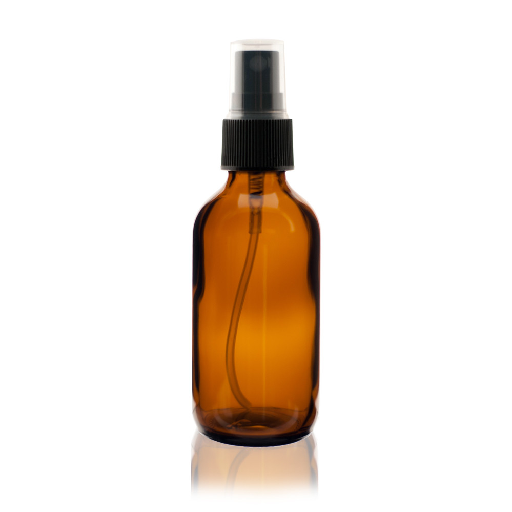 8 oz AMBER Glass Bottle - w/ Black Trigger Sprayer