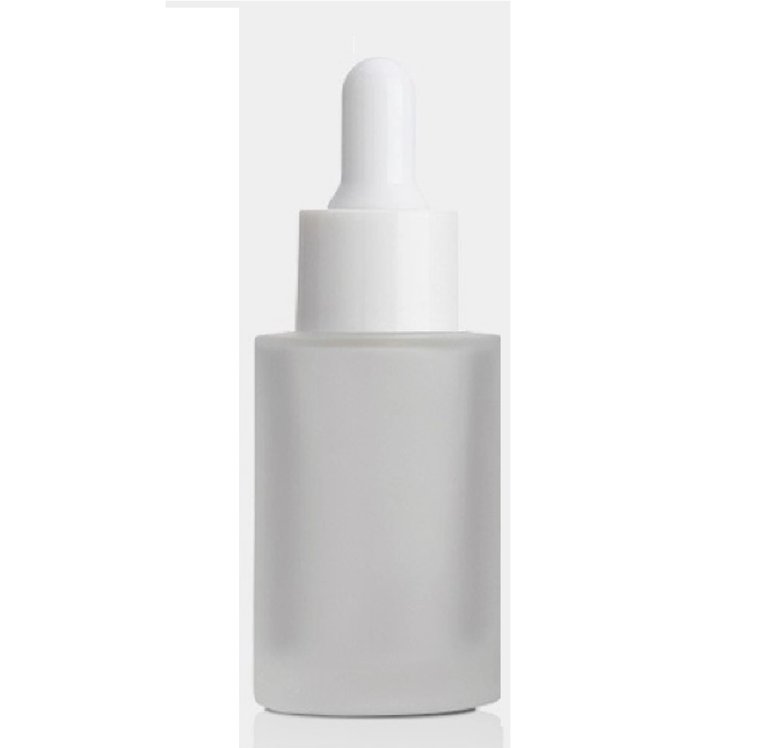 1 Oz Clear Cylinder Slope Glass Bottle with White Regular Smooth Glass ...