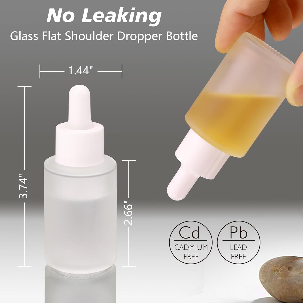 1 oz Clear Cylinder Slope Glass Bottle with White Regular Smooth Glass ...