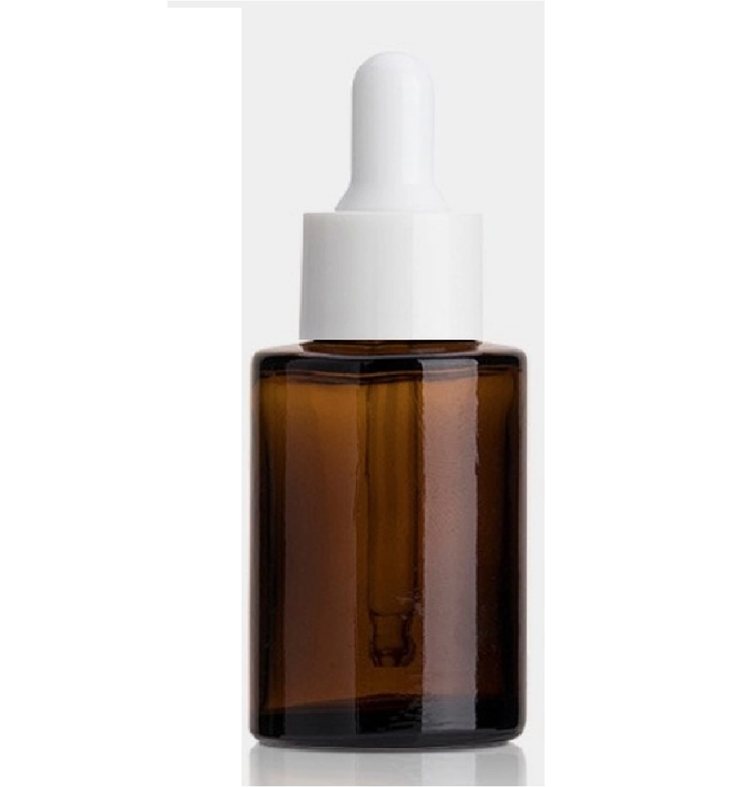 1 Oz Clear Cylinder Slope Glass Bottle with White Regular Smooth Glass ...