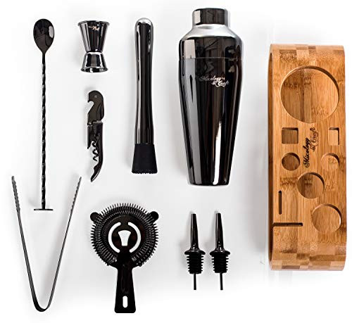 Bartender Kit: 10-Piece Bar Tool Set with Stylish Bamboo Stand ...