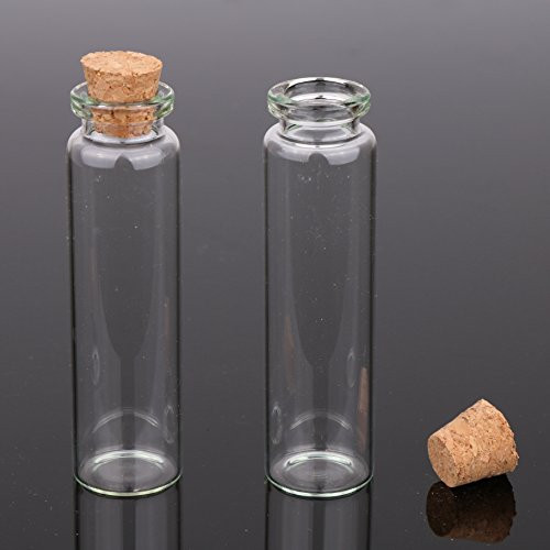 MAXMAU 24PCS 10ml Glass Bottles Cork Stoppers DIY Decoration Mini Glass ...