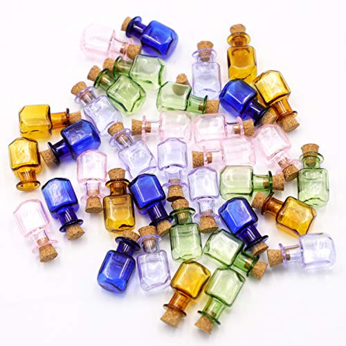 18 Pieces Mini Glass Color Bottles Wishing Bottle 2 ml Tiny Jars Vials ...