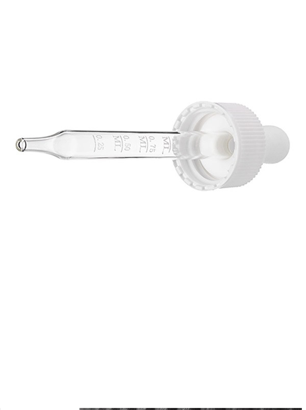 20-400 White PP plastic ribbed skirt dropper assembly with rubber bulb ...