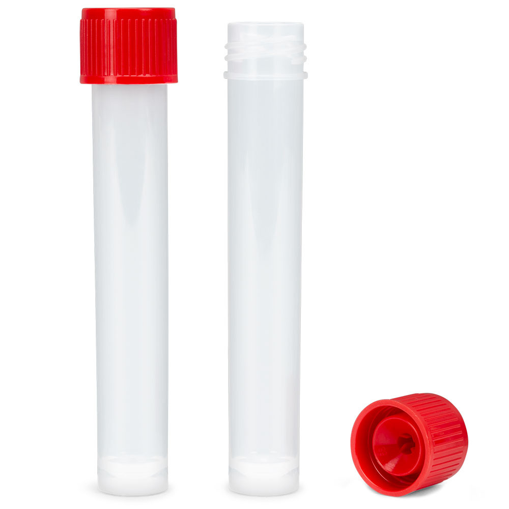 16x101mm tube, separate red screwcap, sterile, self-standing,200 tube ...
