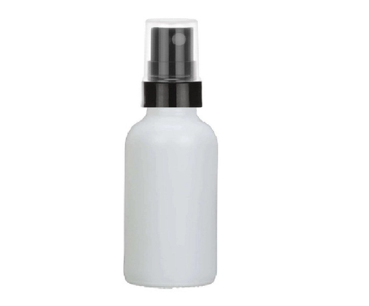 4 oz Matte White Glass Bottle w/ Black Fine Mist Sprayer