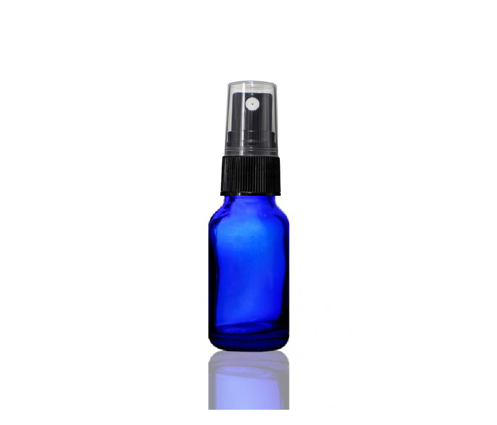 15ml Blue Euro Dropper Bottle w/ Black Fine Mist Sprayer