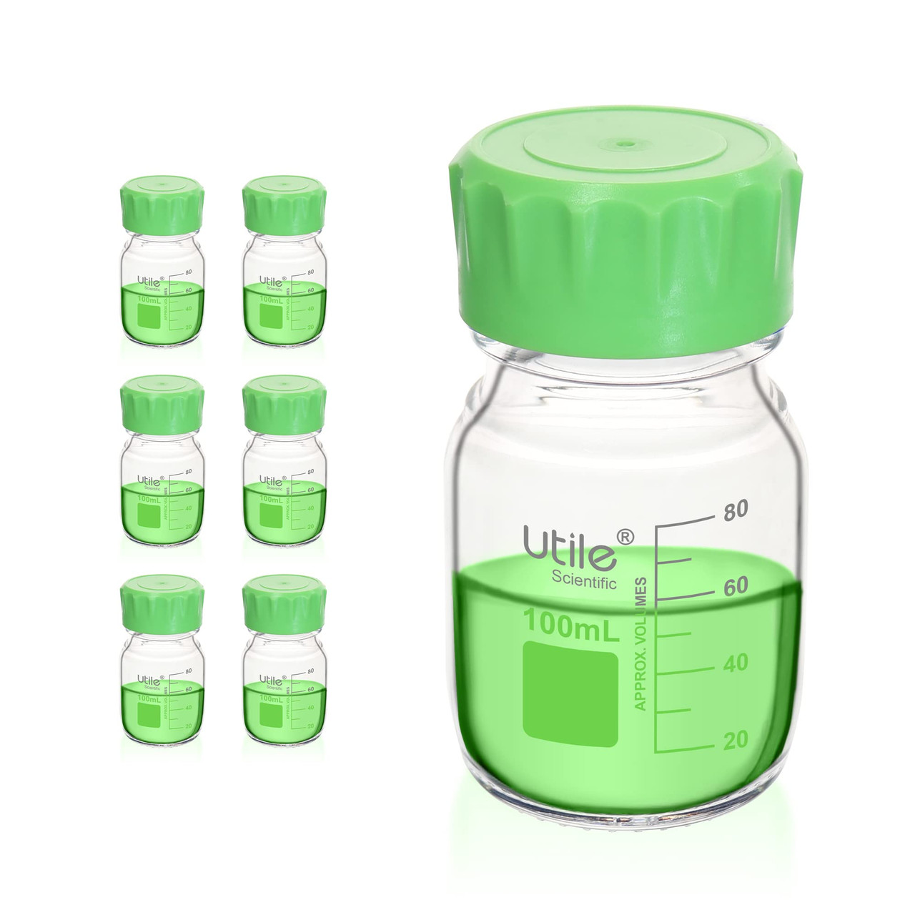 Utile Media Bottle, 3.3 Borosilicate Glass Bottles with GL45 Screw Caps ...