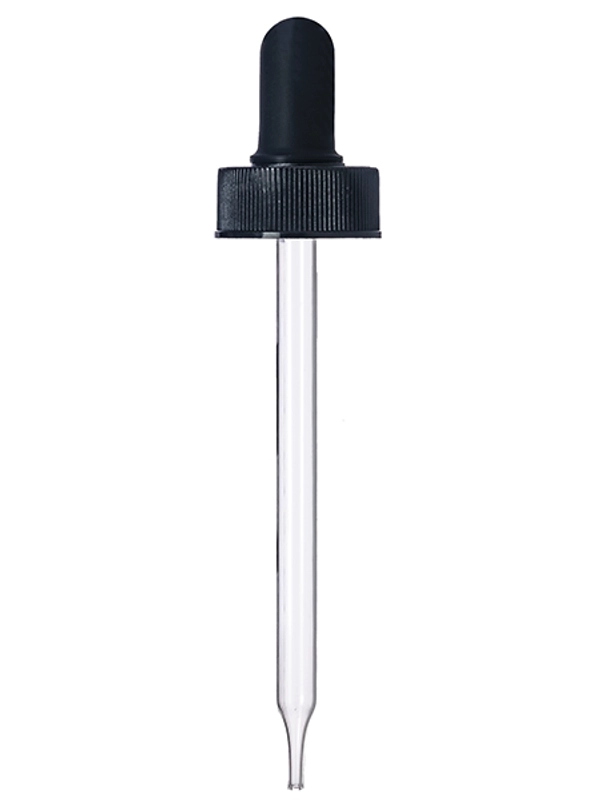 Black PP plastic 24-400 ribbed skirt dropper assembly with rubber bulb ...