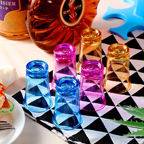 6 Pieces Party Shot Glasses Colorful Shot Acrylic Cups Heavy Base Shot ...