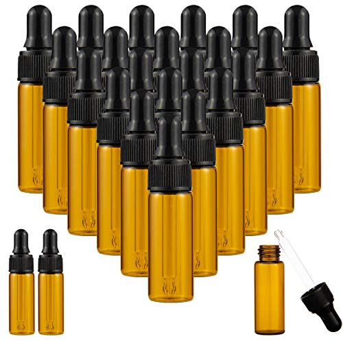 24pcs 5ml Clear Mini Dropper Vails- 1/6 Oz Glass Sample Dropper Bottles ...