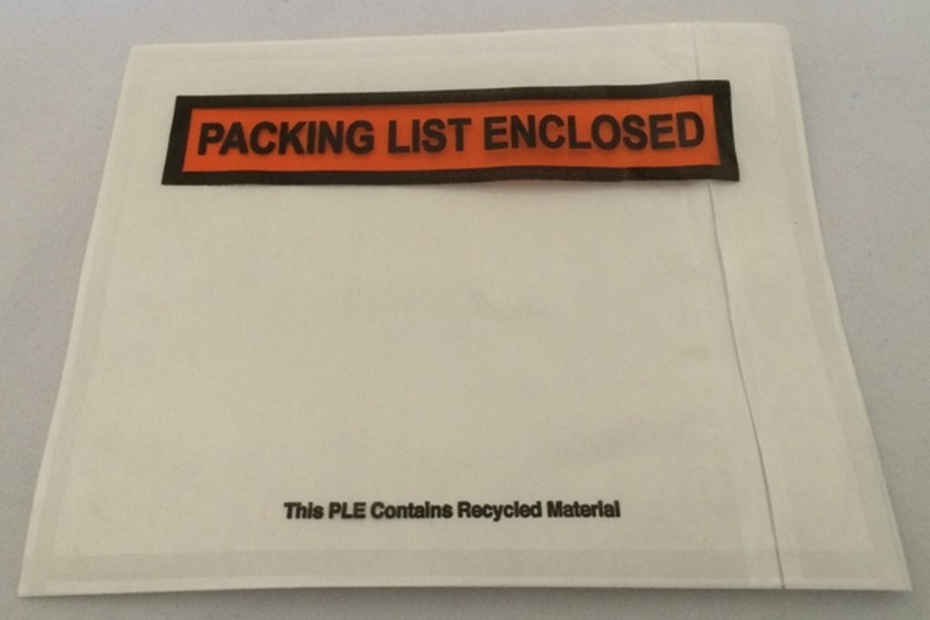 4.5" x 5.5" Packing List Enclosed Printed Adhesive Back Load Packing List