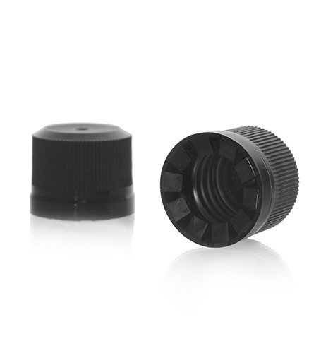 18mm Black Tamper- Evident Linerless Cap - Bag of 200