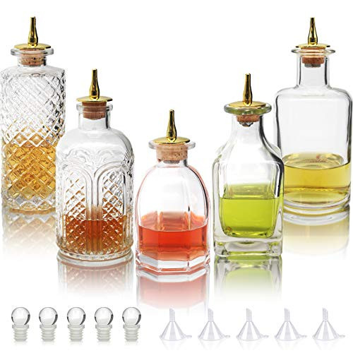 5 Packs Bitters Bottle for Cocktails - Glass Bitters Bottle with ...