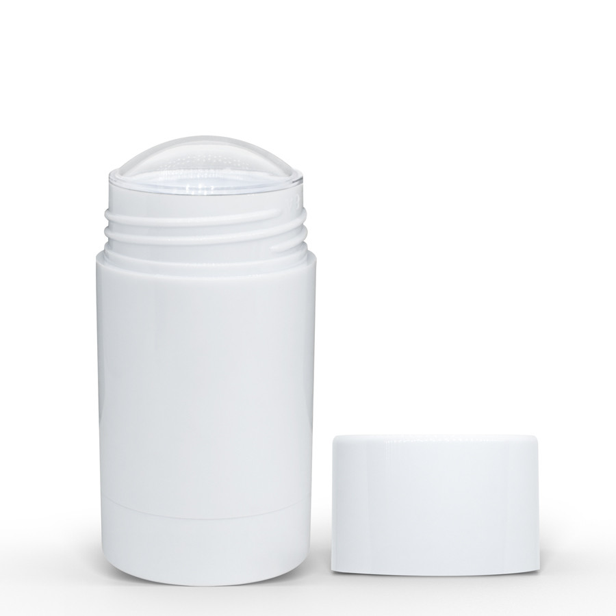 50g White Twist Up Deodorant Tube with White Screw Cap and Disc
