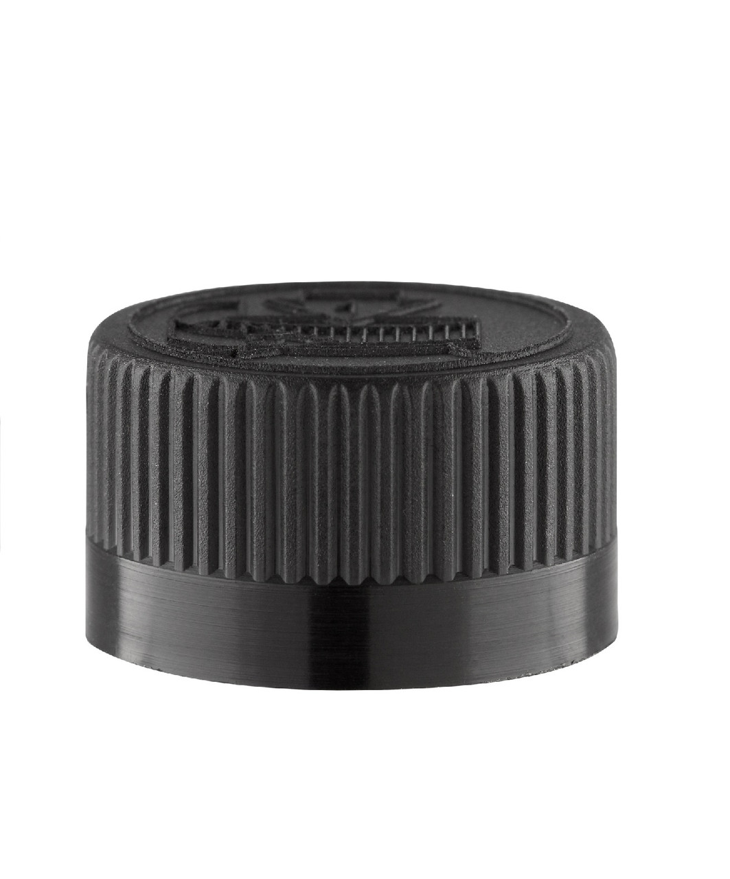 Black PP plastic 20-400 child-resistant lid with foam liner and heat ...