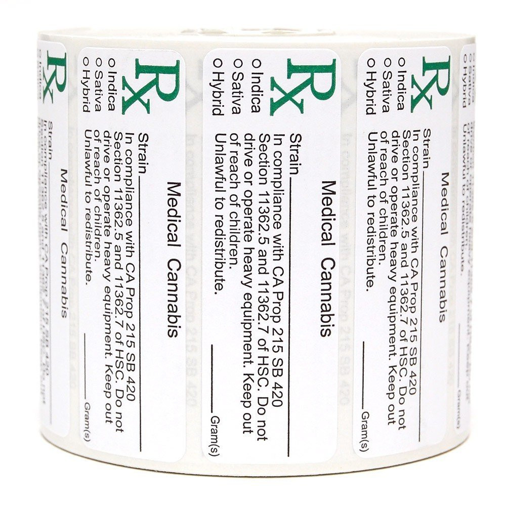 California Medical Labels ROLL State Compliant Sticker 1000 pcs