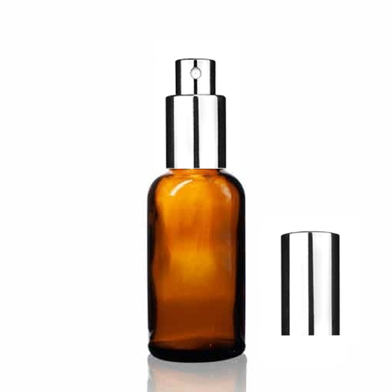 30 Ml Amber Glass Euro Dropper Bottle W Shiny Silver Sprayers 18 Din