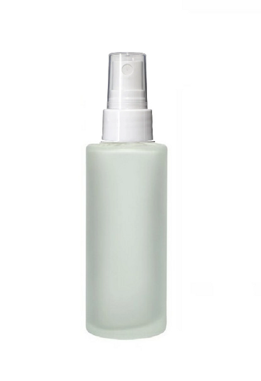 2 Oz Clear Frosted Cylinder Glass Bottle W White Smooth Fine Mist Sprayer