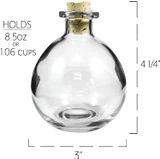 6 pcs Spherical Glass Bottles with Cork Bottle Stopper (6, 8.5 oz Clear)