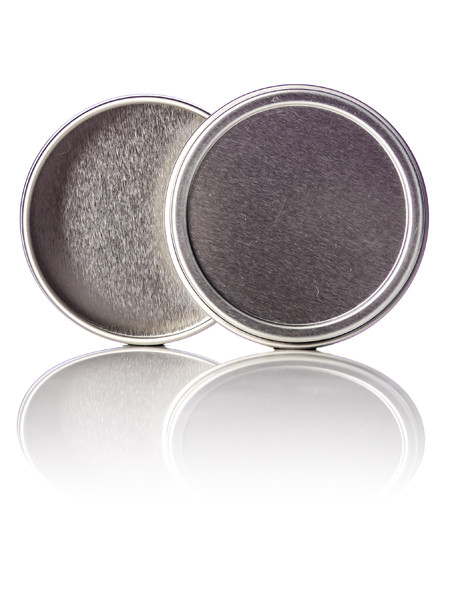 8 oz silver steel deep tin with slip cover lid- Case of 24