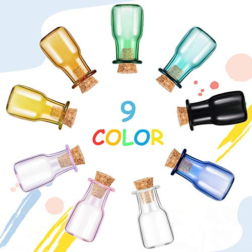 18 Pieces Mini Glass Color Bottles Wishing Bottle 2 ml Tiny Jars Vials ...