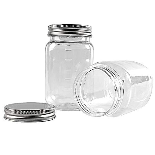 16 Ounce Clear Plastic Jars Containers With Screw On Lids - Refillable ...