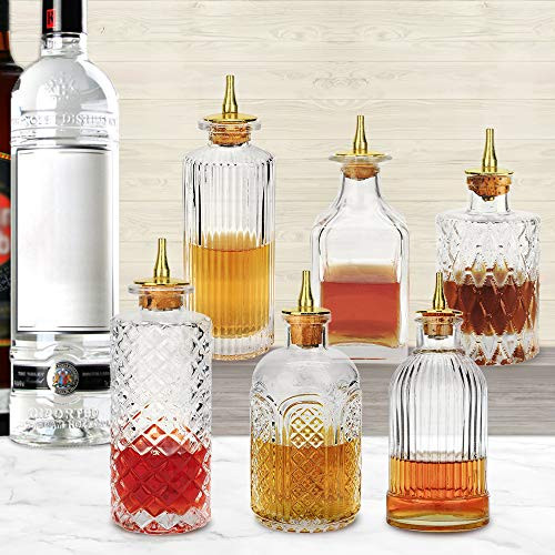 Bitters Bottle Set of 6 - Glass Bitter Bottle, with Zinc Alloy Dash Top ...