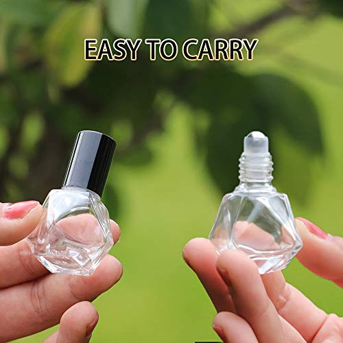 15 PCS 8 ml (0.27 oz) Mini Clear Glass Roller Bottles for Essential Oil ...