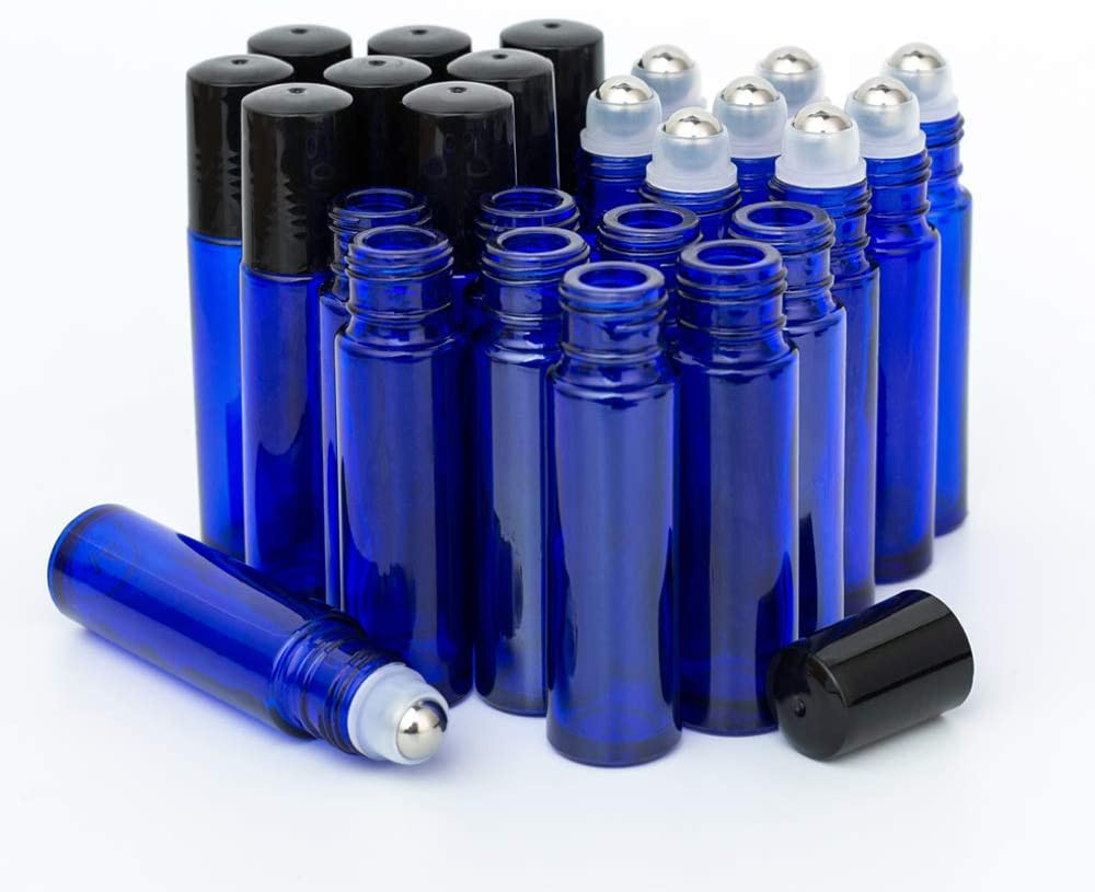25 Pack Roller Bottles, Sungwoo 10 Milliliter Essential Oil Glass ...