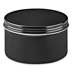 Screw-Top Metal Tins - 8 oz, Deep, Black- Pack of 48