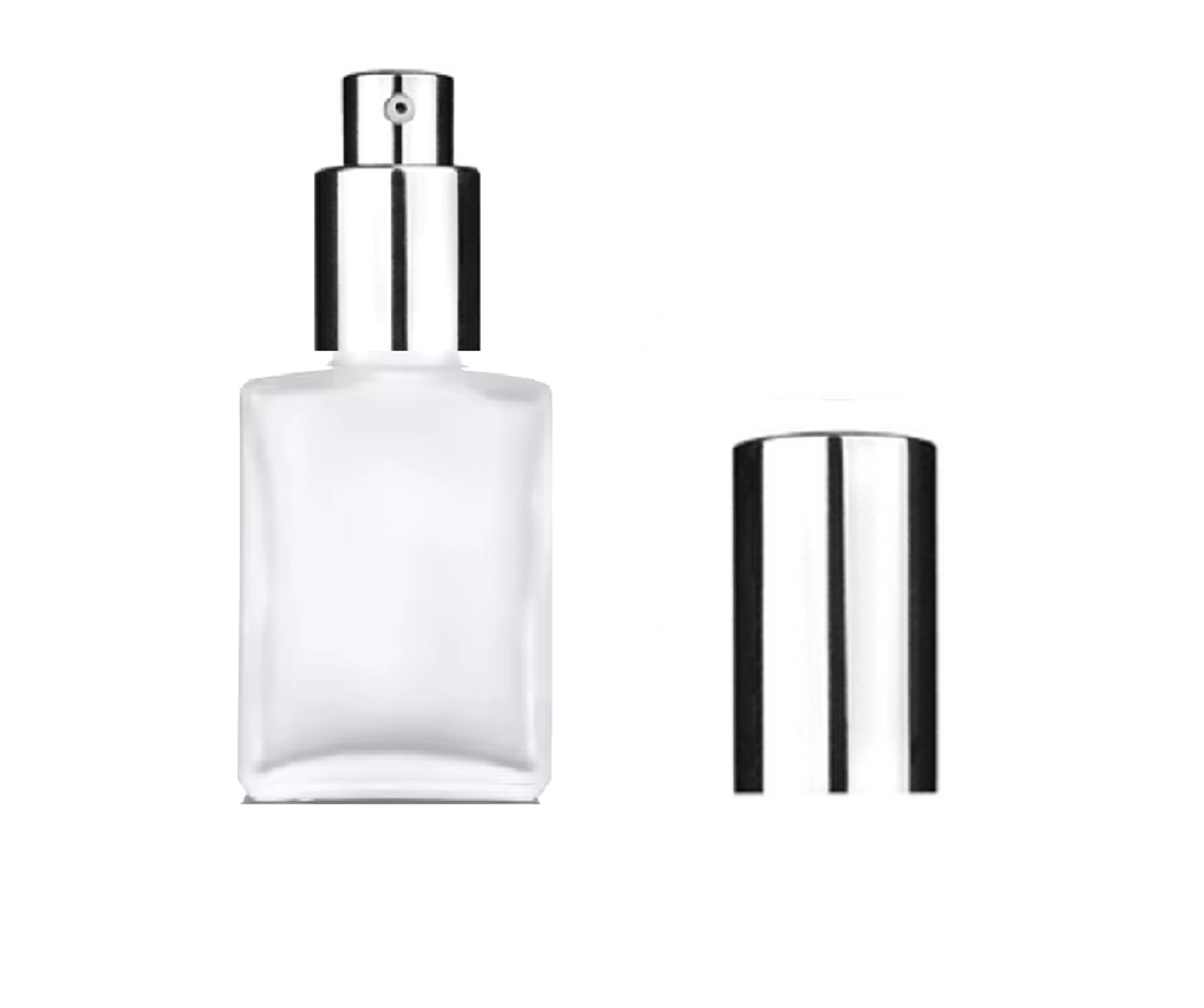 50ml Frosted Square Glass Bottle 18 415 Neck Finish W Shiny Silver